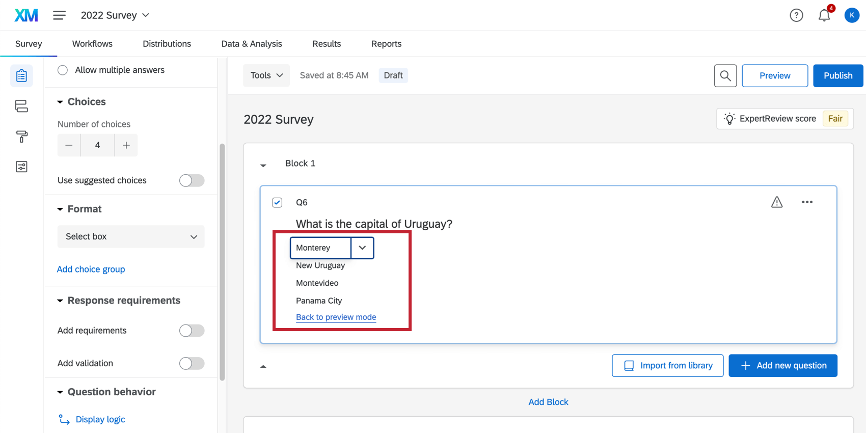 Multiple Choice Survey Template