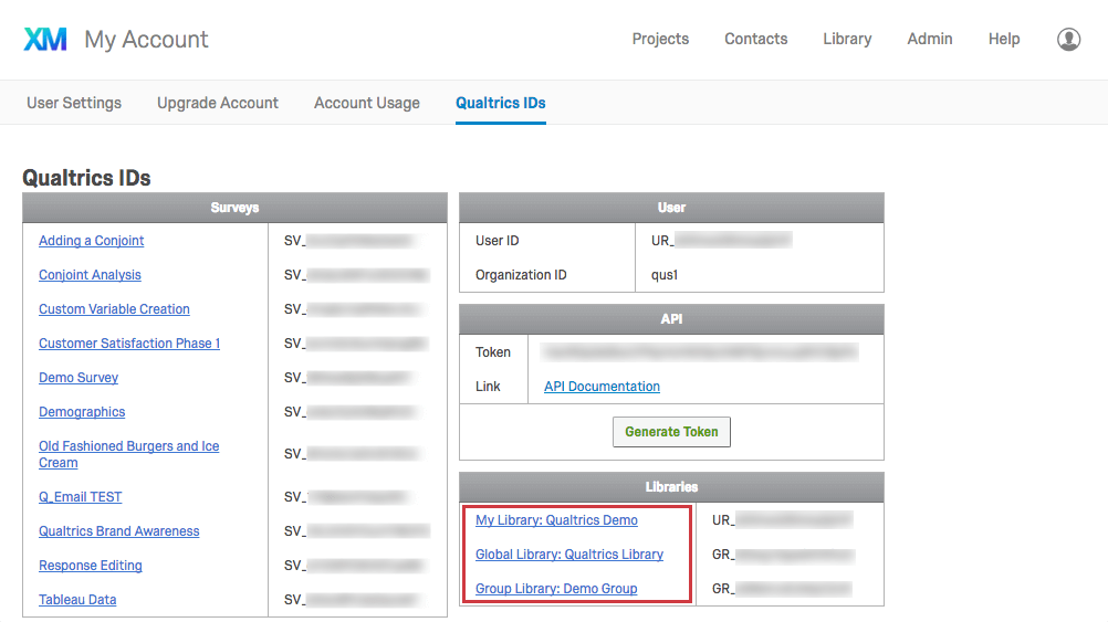 Finding Qualtrics IDs
