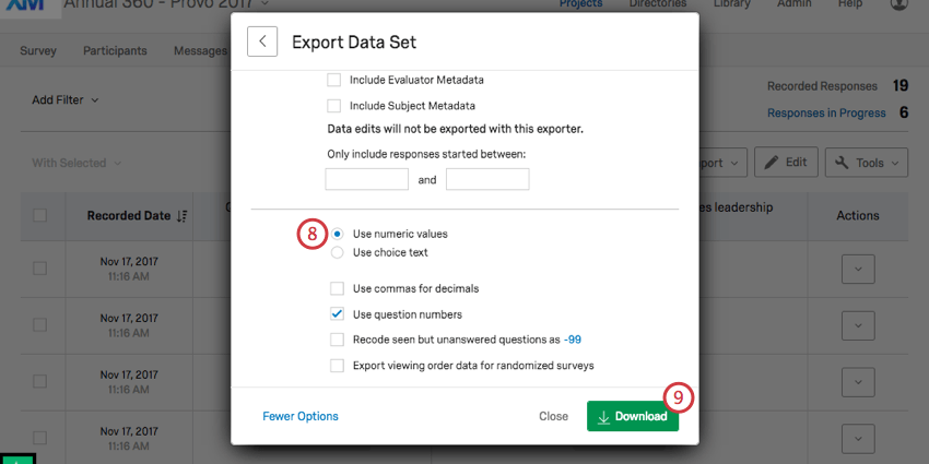 Importing Responses (360)