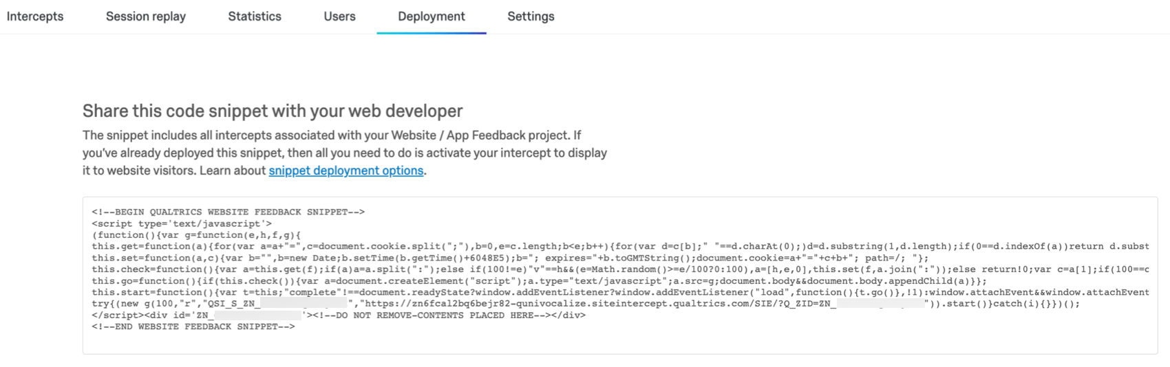 Deployment Tab - Qualtrics