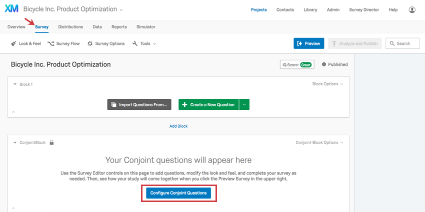 Configuring Conjoint Questions (PX)
