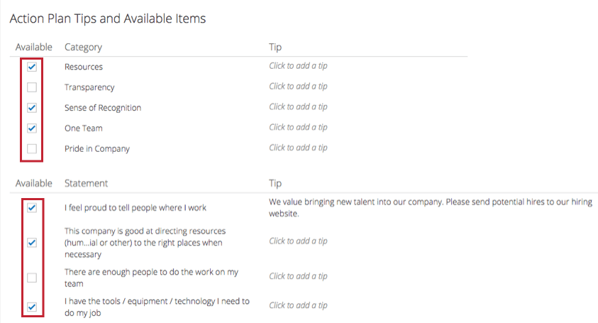 Action Plans Dashboard Settings (EX)