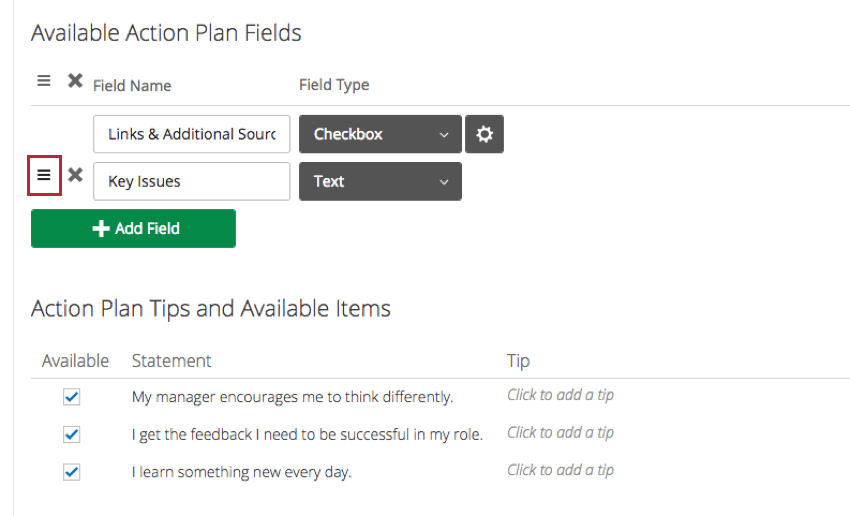 Action Plans Dashboard Settings (EX)