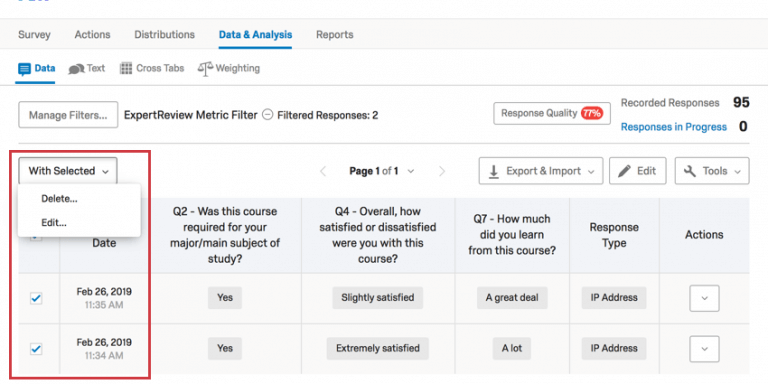 Response Quality Functionality