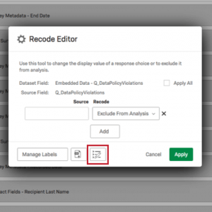Recoding Dashboard Fields (CX)