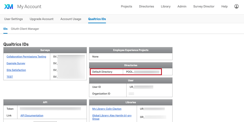 Finding Qualtrics IDs