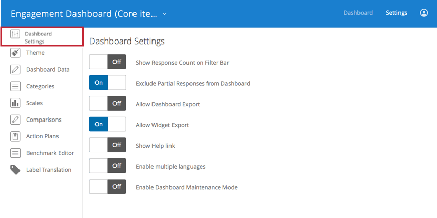 Dashboard Settings (EE & EL) - Qualtrics Support