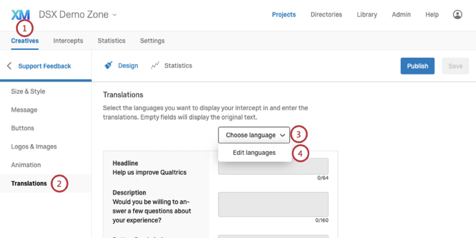 Translating Feedback Buttons & Responsive Dialogs