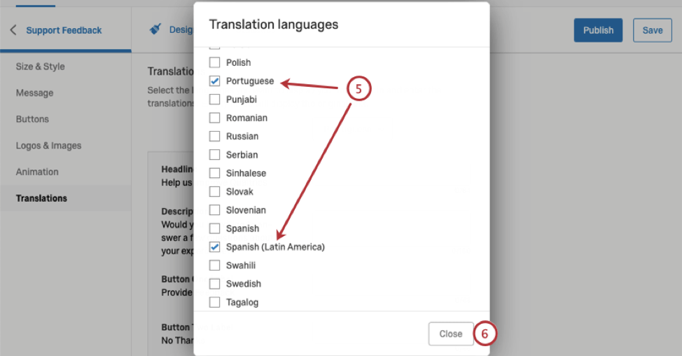 Translating Feedback Buttons & Responsive Dialogs