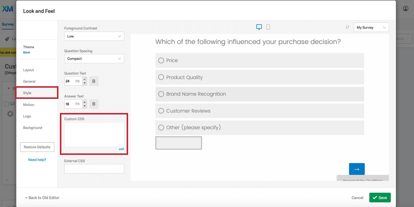 Formatting Embedded Targets