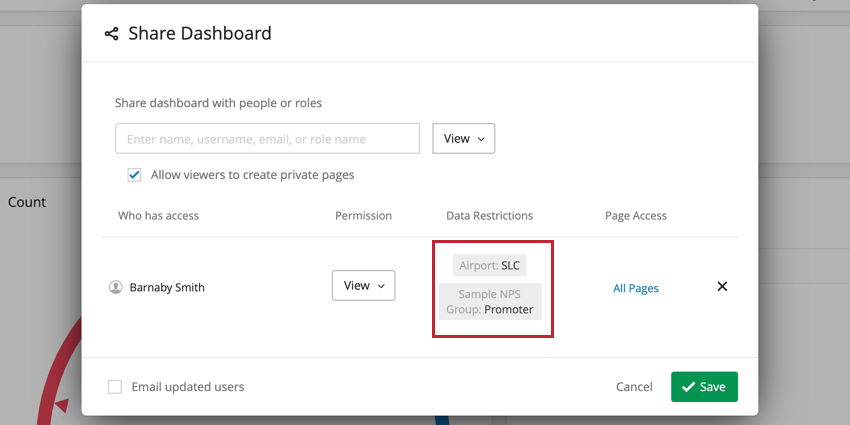 Dashboard Role Data Restrictions (CX)