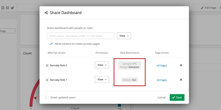 Dashboard Role Data Restrictions (CX)