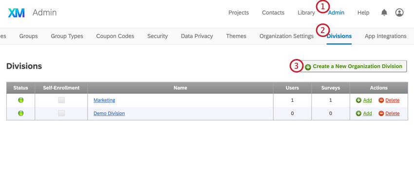 User Divisions - Qualtrics Support