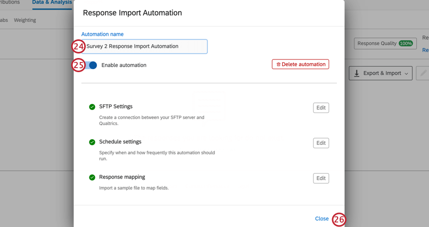 Response Import & Export Automations