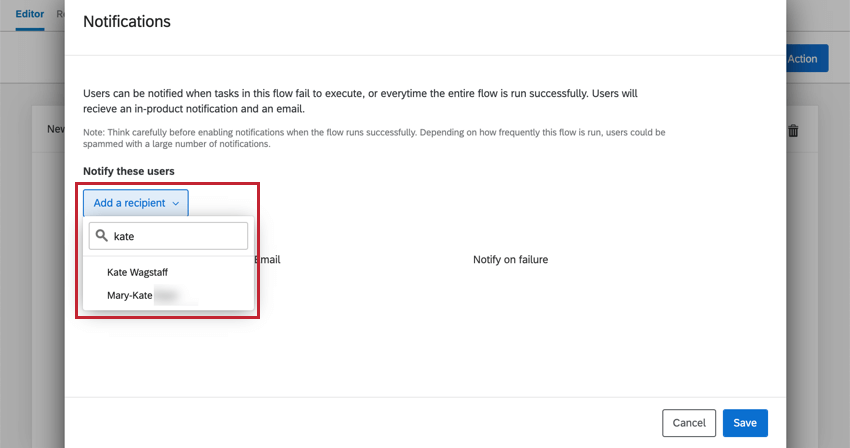 Action Notifications