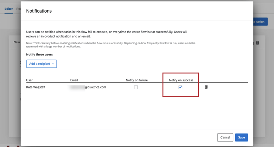 Action Notifications