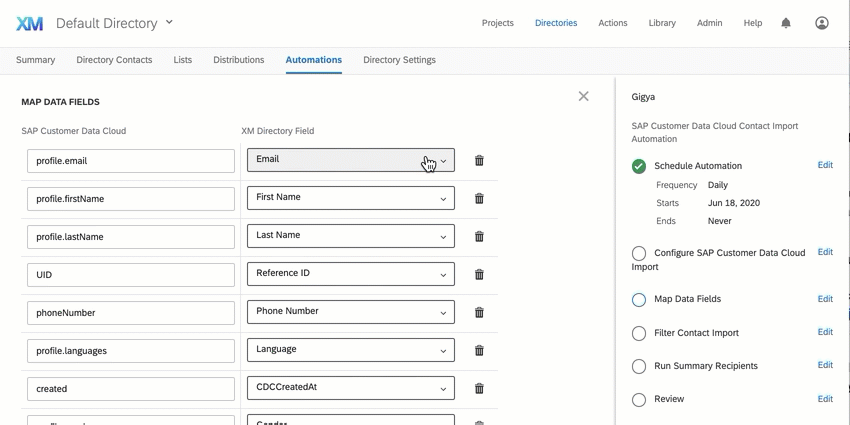 Importing Contacts from the SAP Customer Data Cloud