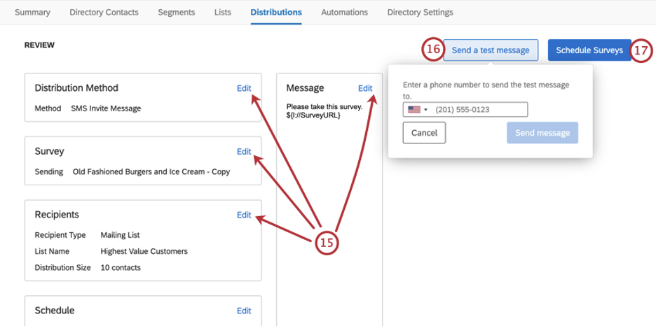 SMS Distributions in XM Directory