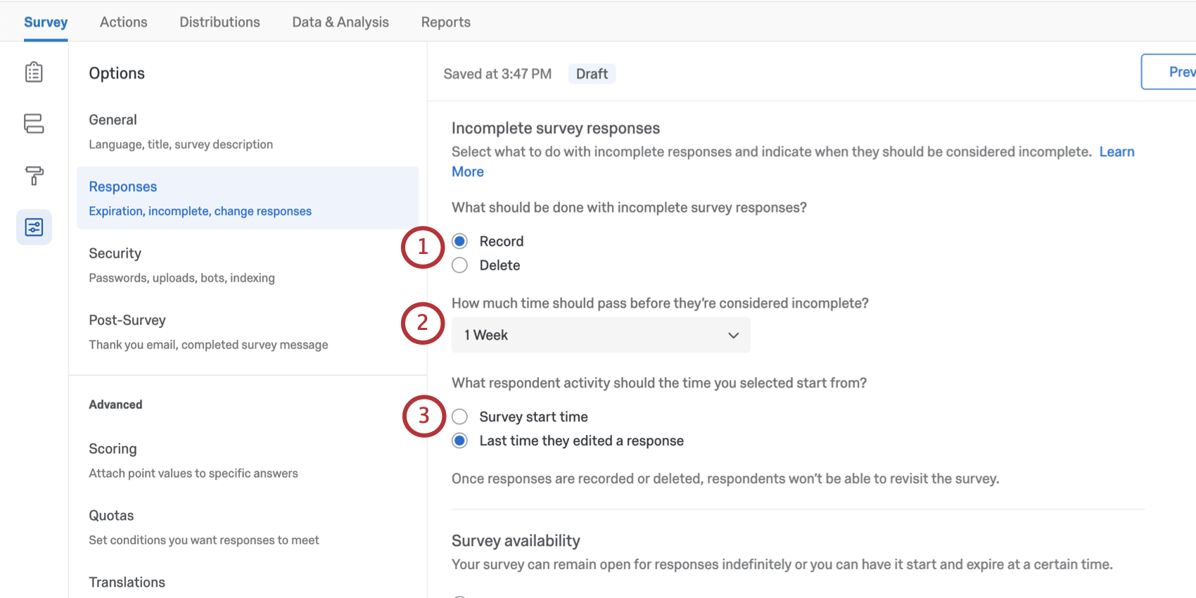 Survey Options (New Survey Builder)