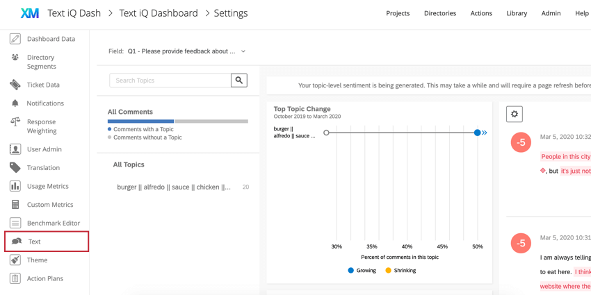 Text iQ in CX Dashboards
