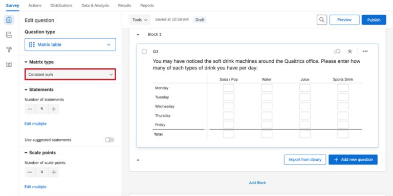 Matrix Table Question