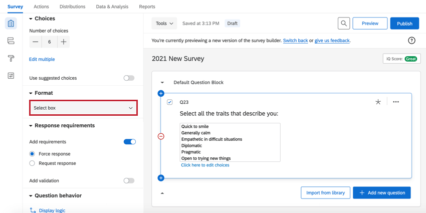 Multiple Choice Question - Qualtrics