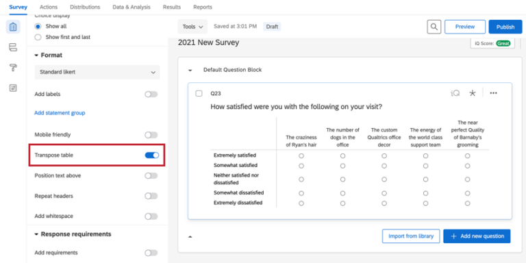 Matrix Table Question
