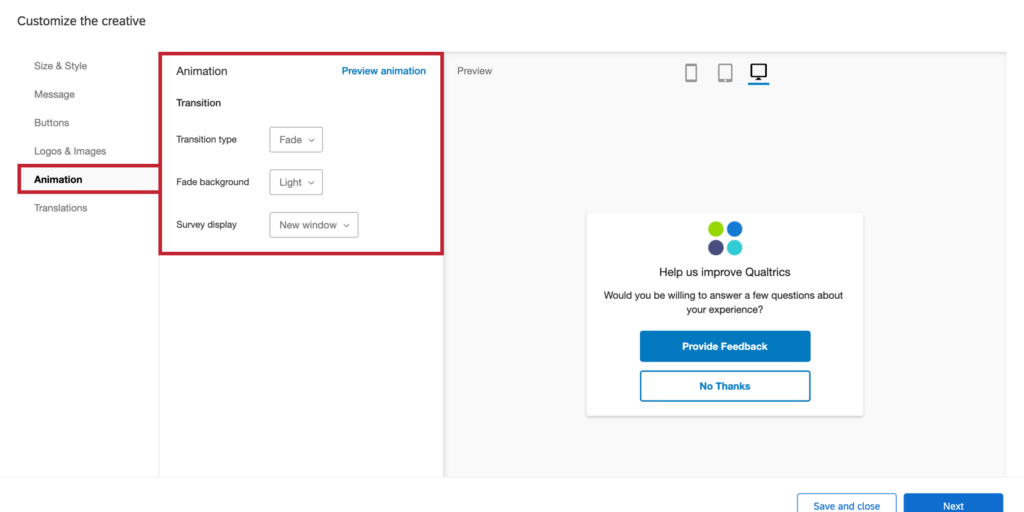Responsive Dialog Creative