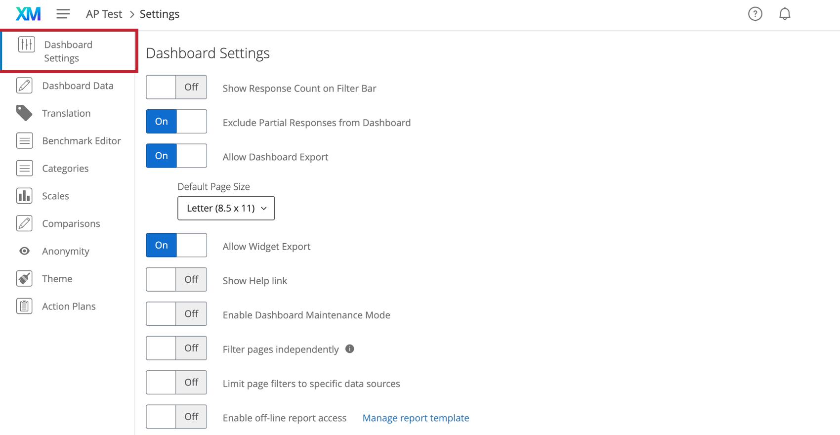 Dashboard Settings (EX)