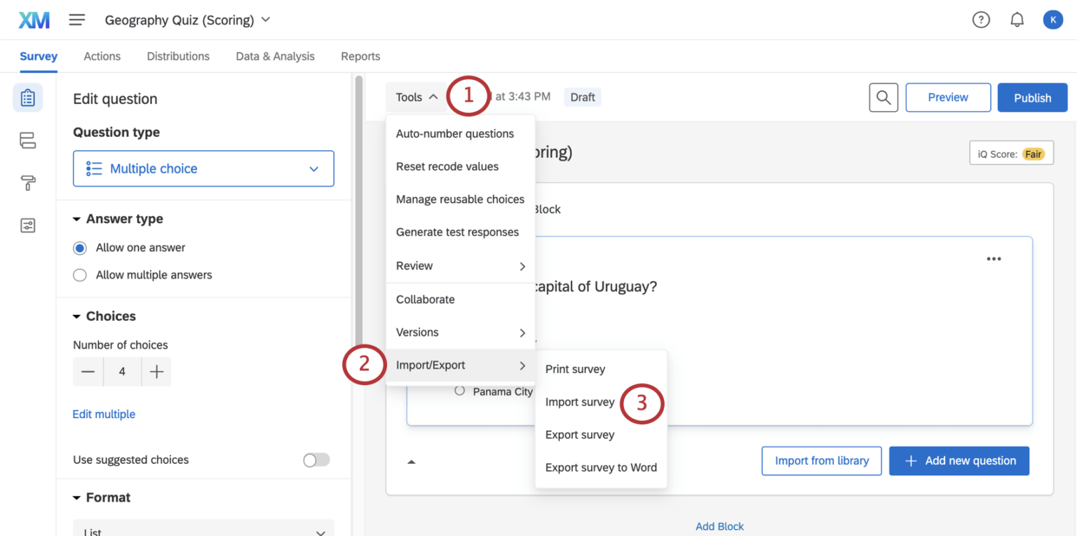 Import & Export Surveys