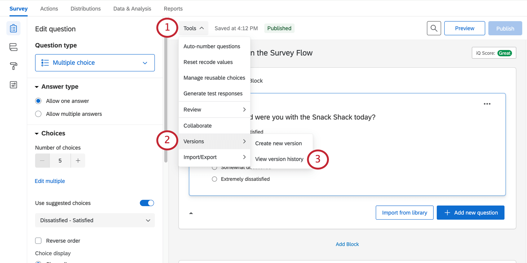 Survey Publishing & Versions