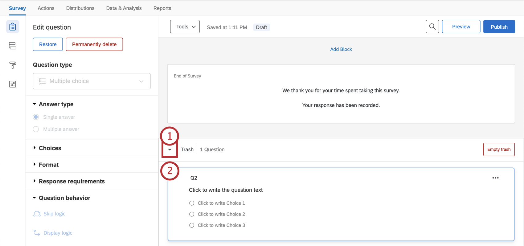 Creating Questions - Qualtrics