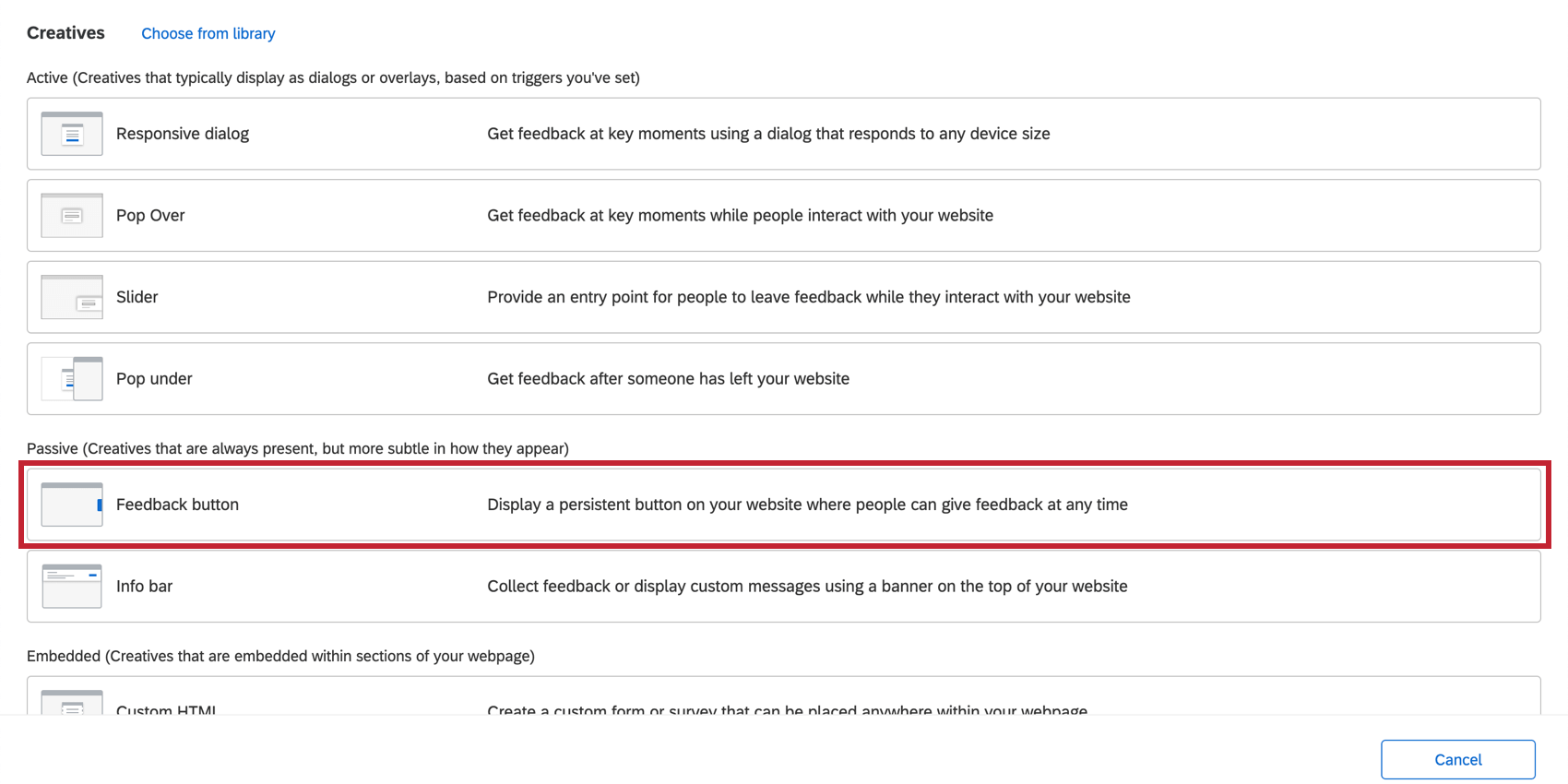 Feedback Button Creative