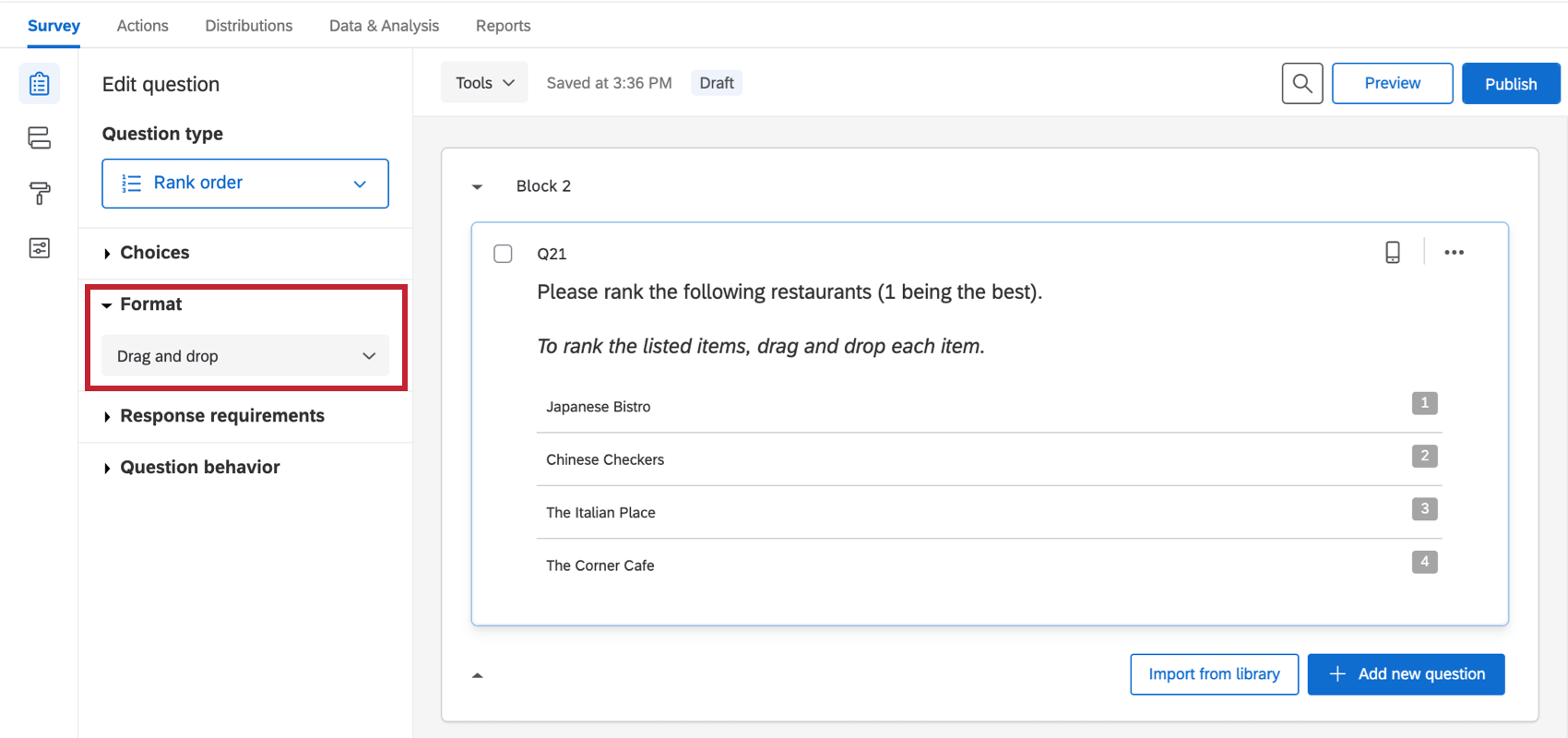 Rank Order Question rank-order-question