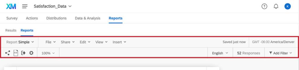Advanced-Reports Toolbar