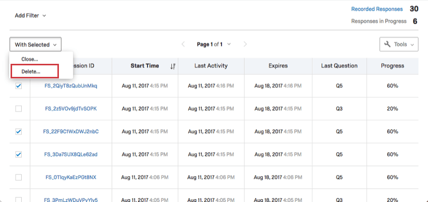 Responses in Progress