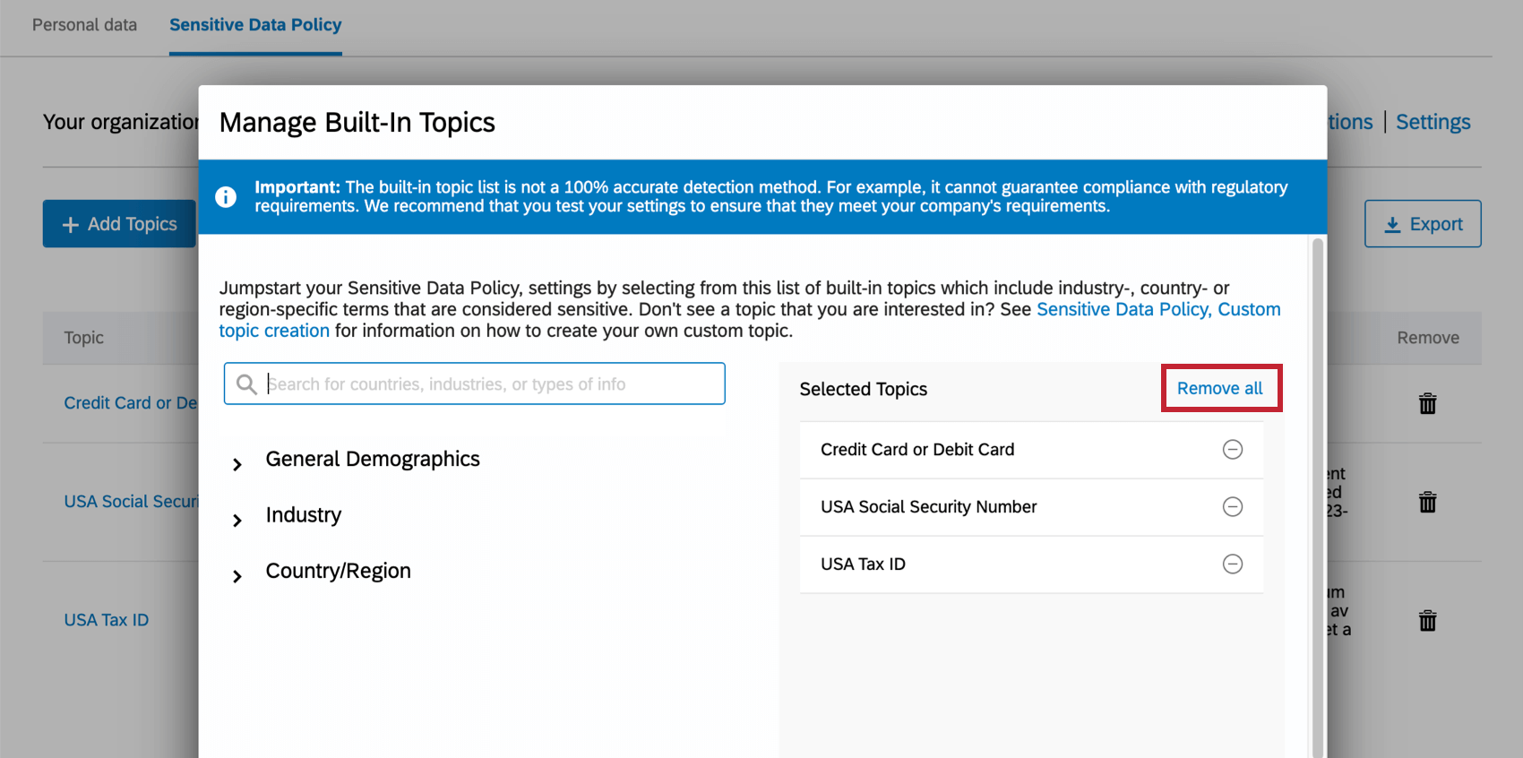 Sensitive Data Policy