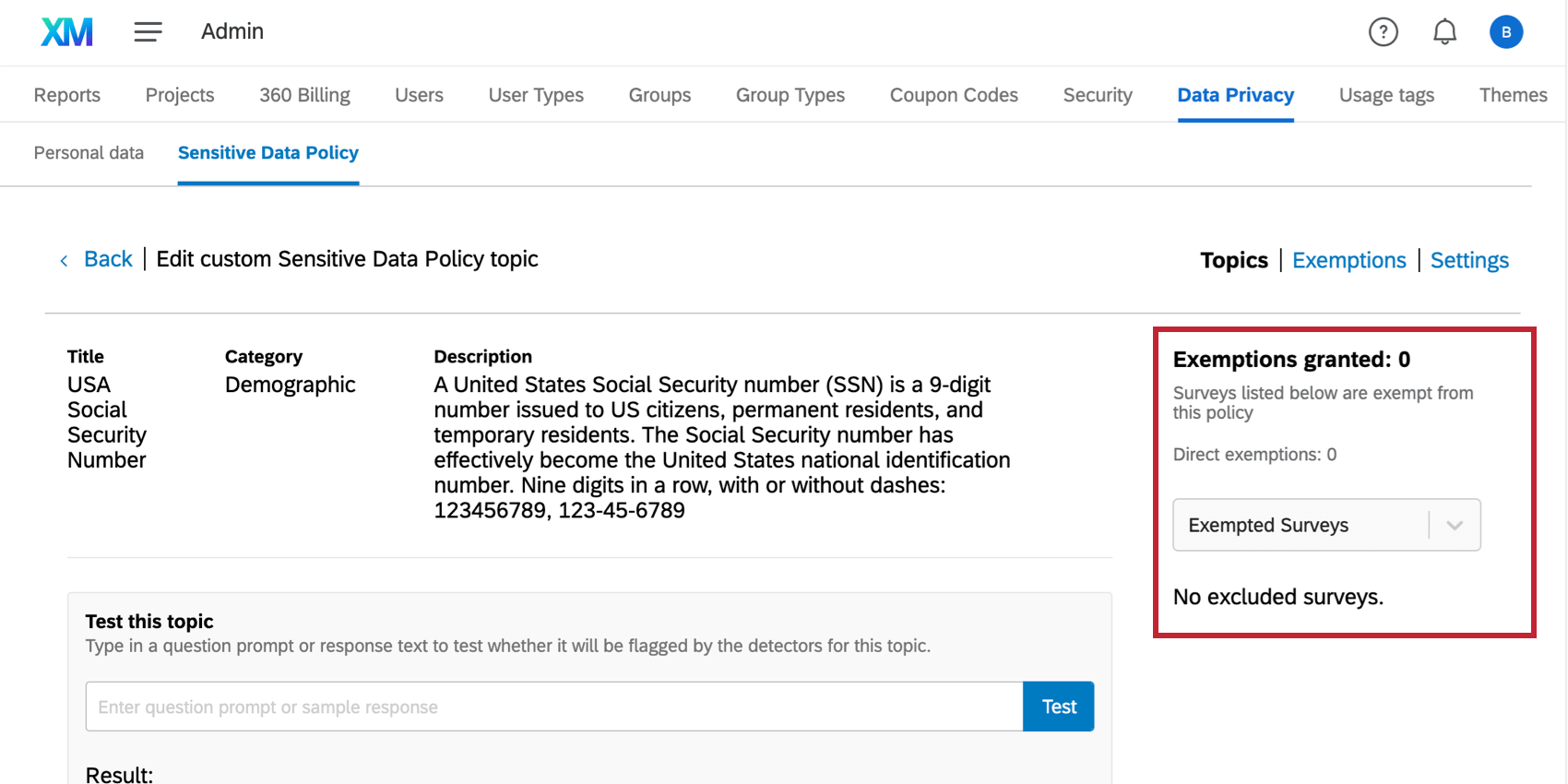 Sensitive Data Policy