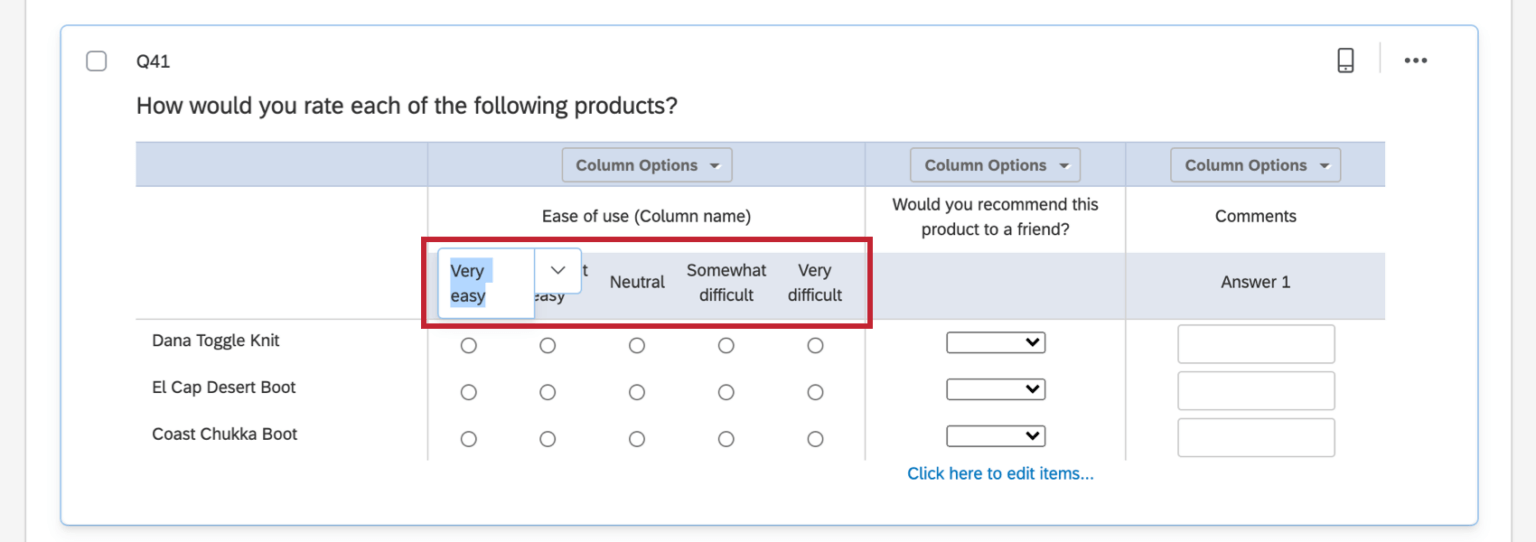 Side by Side Question