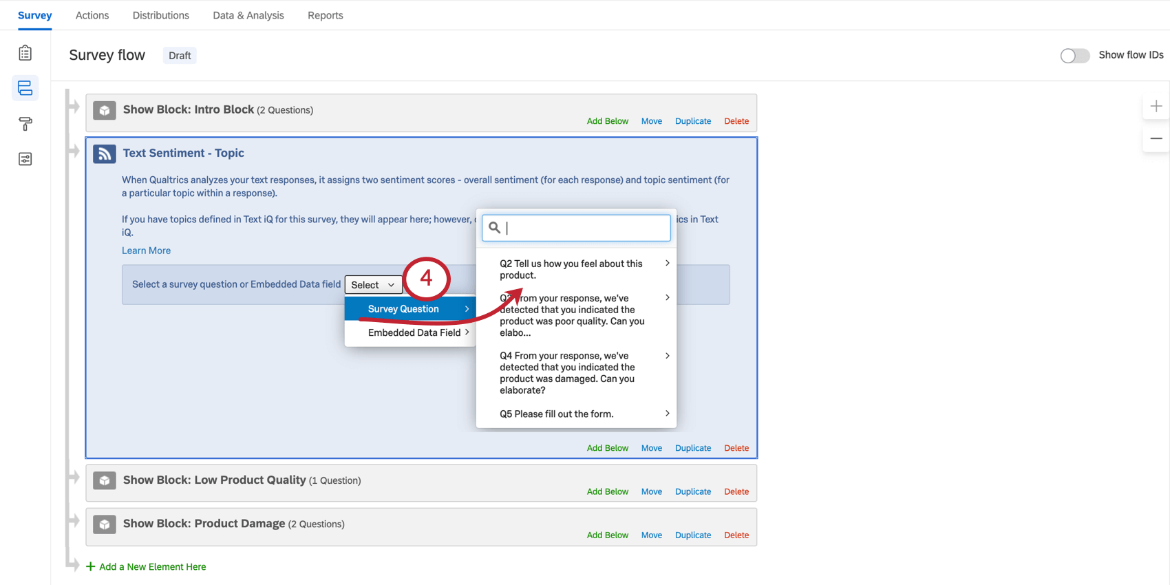 Text iQ-Powered Survey Flows