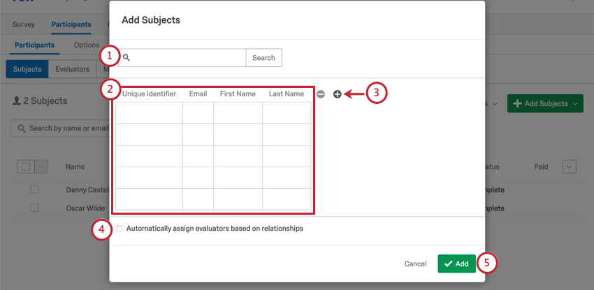 Adding Subjects, Evaluators, & Managers (360)