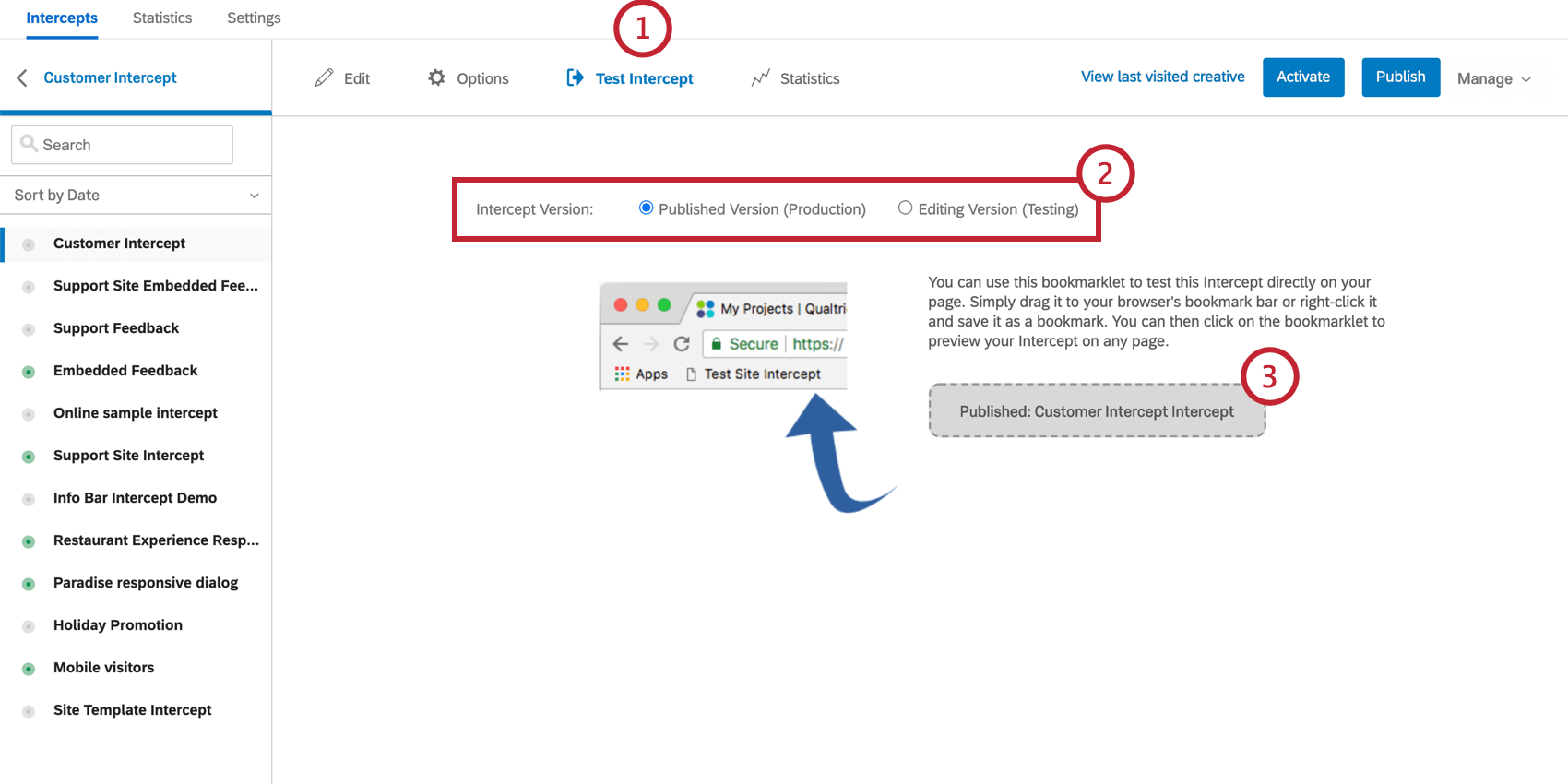 Test Intercept Section