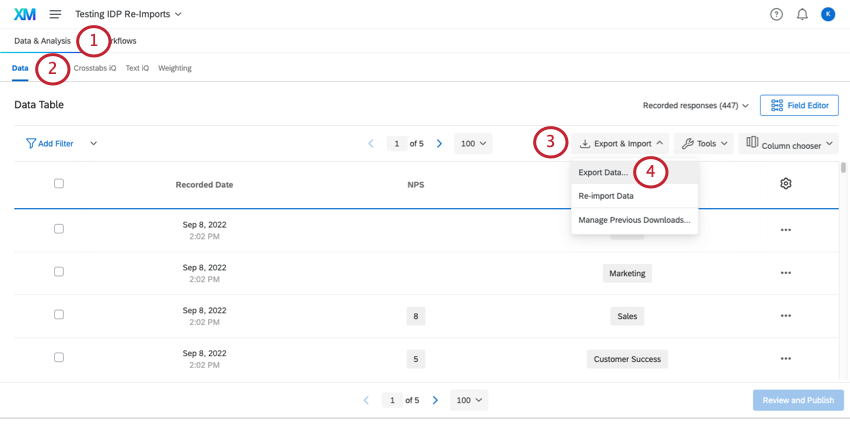Data & Analysis in Imported Data Projects - Qualtrics